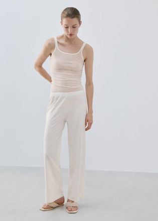 Mango Pantalon coton l&eacute;ger ivoire - Femme - S - MANGO