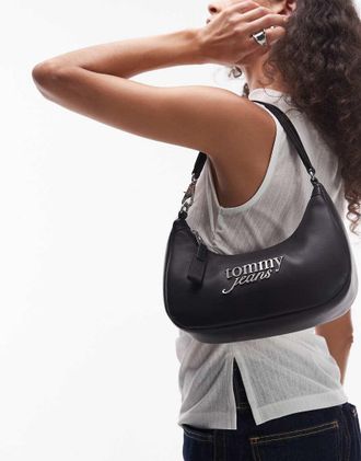 Tommy Jeans Sac porté épaule à inscription logo - Noir