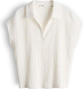 OPUS Kurzarmshirt Santolini aus Webware mit Crinkle Effekt leichte Transparenz, weicher Griff, Casual