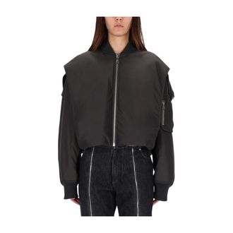 Jean Paul Gaultier Femme, Vestes, Gris, Taille: 38 FR La Veste Bomber &agrave; Capuche