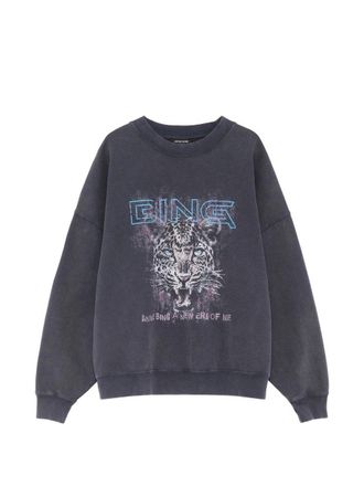 Anine Bing Miles Sweatshirt Leopard Muse - Washed Black