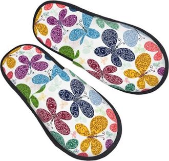 Generic Fourrure Pantoufles Papillons Color&eacute;s Antid&eacute;rapant Pantoufles De Maison L&eacute;gers Chaussons DInt&eacute;rieur Pour H&ocirc;tel Voyage Spa M