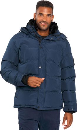 Alessandro Salvarini Herren Winterjacke (S-3XL) - Wasserabweisend, Abnehmbare Kapuze & Fellkragen, Steppjacke, Warme Jacke M&auml;nner - AS-326 Navy XX-Large