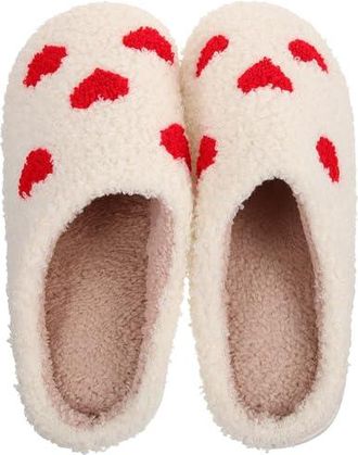 Yardwe Pantoufles DInt&eacute;rieur Coeur pour Couples Pantoufles DHiver Moelleux Rouges Taille 40/41 Unisexes Adapt&eacute;es aux Saisons Froides et Usage Maison