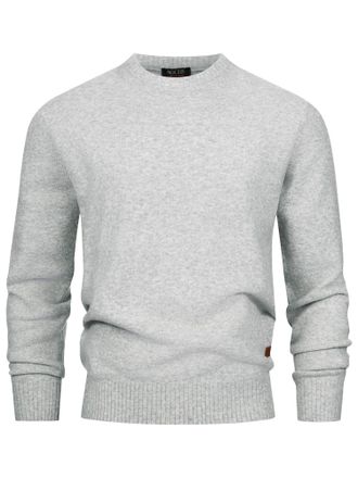 Indicode Herren INTrax O-Neck Feinstrickpullover mit Rundhalsausschnitt | Pullover Strickpullover f&uuml;r M&auml;nner Lt Grey Mix, M