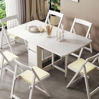Generic Ensemble table de salle &agrave; manger extensible en bois massif avec 1 tiroir de rangement et 4 chaises Design compact durable Assemblage facile pour salle