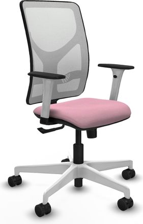 Piqueras y Crespo Schreibtischstuhl in Rosa und Wei&szlig;, mit wei&szlig;en und schwarzen Armlehnen, h&ouml;henverstellbare Lendenwirbelst&uuml;tze, 3 Positionen, Wei&szlig; / Rosa