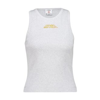 Casablanca Ripp-Tanktop mit Logo - - Tops - Damen - Grau - M