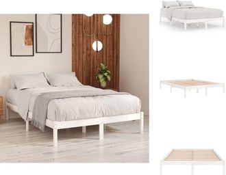 vidaXL Massivholzbett Wei&szlig; Kiefer 120x200 cm - Holzbett - Kiefernholzbett - Doppelbett - Wei&szlig;es Bett - Modernes Bett