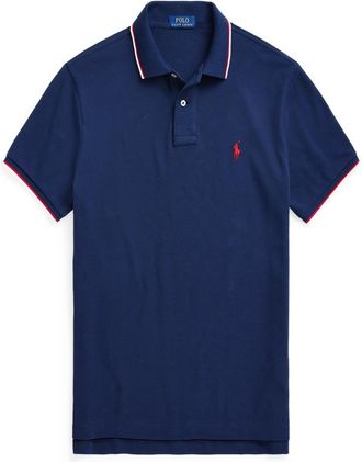 Ralph Lauren Piqu&eacute;-Poloshirt mit Kontraststreifen und kleiner Pony-Stickerei, Custom Slim Fit in