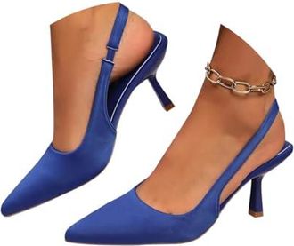 Minetom Escarpins Femme Suède Pumps Talon Haut Et Bout Fermé Parfait pour Les Mariages Et Les Fêtes Slip-on High Heels A Bleu 43 EU