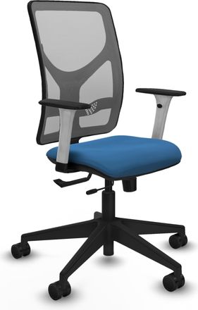 Piqueras y Crespo B&uuml;rostuhl, blau mit wei&szlig;en und schwarzen Armlehnen, h&ouml;henverstellbare Lendenwirbelst&uuml;tze, ausgestattet mit Syncro/Traslack und Schneideschaum, Grau/He