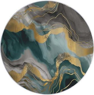 Generic Tapis Rond Salon, Marbre de Luxe Fil dor Tapis de Sol D&eacute;coration Antid&eacute;rapant 150 cm (Round) Tapis de Sol D&eacute;coration Antid&eacute;rapant Or