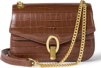 Amazon Essentials Damen Umhängetasche mit Kette, Braunes Krokodilimitat, Einheitsgröße