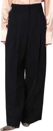 Jil Sander Pantalon Large en M&eacute;lange de Soie - Femme - Pantalons - Noir - Taille: 36 FR
