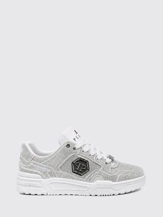 Philipp Plein Predator V2 Leder-Sneaker mit Kristallen und Hexagon-Logo