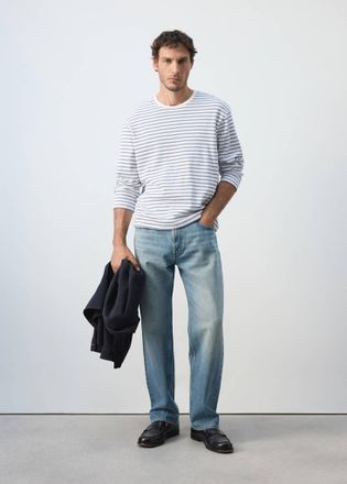 Mango T-shirt 100 % coton rayures blanc - Homme - XXL - MANGO MAN