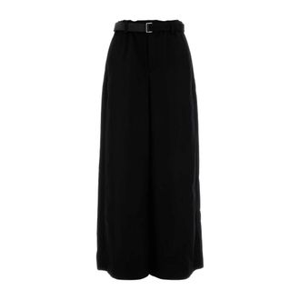 sacai Femme, Pantalons, Noir, Taille: 40 FR Wool Melton Pants