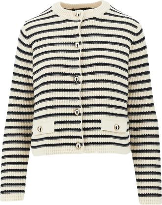 Max Mara striped button cardigan - Wei&szlig;