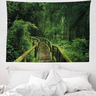 Abakuhaus Urwald Wandteppich, Tropical Thailand Wald aus Weiches Mikrofaser Stoff Waschbar ohne Verblassen Digitaldruck, 150 x 110 cm,Grün
