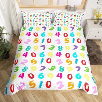 Generic Zahlen Bettw&auml;sche 135x200 Bunt Bettw&auml;sche Set, 3D Bettbezug Set Weich Microfaser Bettbez&uuml;ge 2 Teilig Mathematik Wendebettw&auml;sche f&uuml;r Einzelbett, mit 1 
