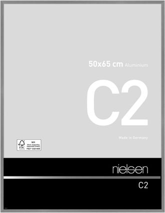 Nielsen Design Bilderrahmen, 50 x 65 cm, Aluminium, Grau matt, Posterrahmen zum Aufh&auml;ngen im Hoch- & Querformat, Echtglas, C2
