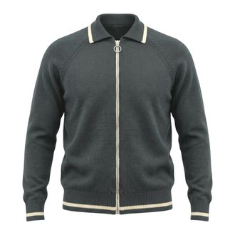 Fortela Crow Woll Rei&szlig;verschluss Strickjacke - - Knitwear - Herren - Gr&uuml;n - L