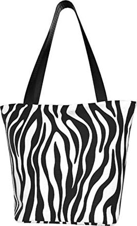 AOOEDM Sac fourre-tout Zebra noir et blanc Sacs &agrave; provisions Petit sac de march&eacute; r&eacute;utilisable Sacs fourre-tout de plage Sacs de voyage