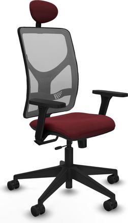 Piqueras y Crespo B&uuml;rostuhl mit 3D-Armlehnen, h&ouml;henverstellbarer Lendenwirbelst&uuml;tze und festem Kopfteil, ausgestattet mit Syncro/Traslack und Schneideschaum, Grau/Grana