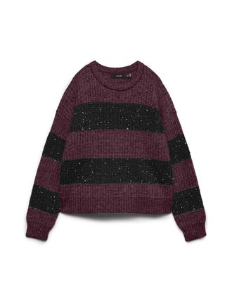 Vero Moda Damen Vmsparkle Ls O-Neck Pullover, Winetasting, Small