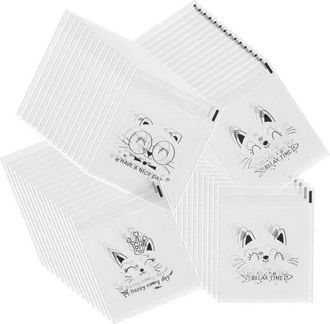 Generic Dinntty Klare Zellophant&uuml;ten, 100 St&uuml;ck, 7 X 7 cm, Cartoon, Selbstklebend, F&uuml;r Brot, Kekse, Katzenmuster, 3-in-1-beutel, K&uuml;chen-backzubeh&ouml;r