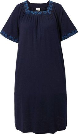 Ulla Popken Midikleid Midikleid Stickerei-Bord&uuml;re Carr&eacute;-Ausschnitt