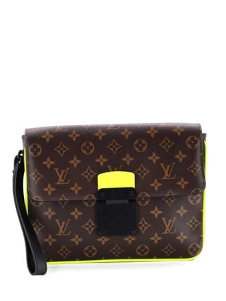 Louis Vuitton S Lock A4 Wristlet Pouch Macassar Monogram Canvas clutch bag - Braun