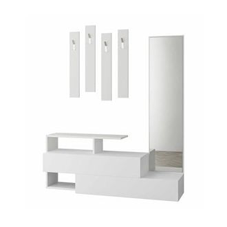 Dmora Flurm&ouml;bel Atik 137x35x54,5 cm Wei&szlig; mit Spiegel