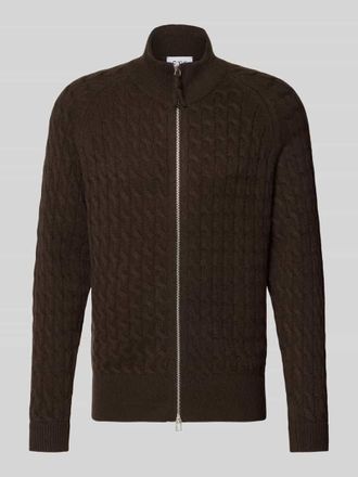 FTC Regular Fit Strickjacke aus reinem Kaschmir mit Zopfmuster