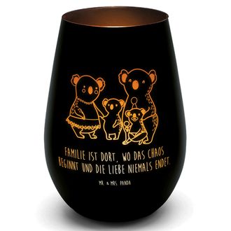 Mr. & Mrs. Panda Gold Windlicht Koala Familie - Geschenk, Familienleben, Schwester, Windlicht aus Glas, Familienzeit, Kinder, Mama, Teelicht aus