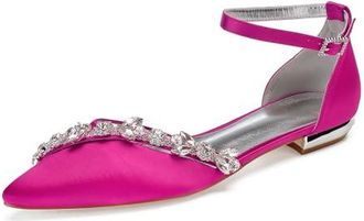 Generic Chaussures Mari&eacute;e Plates Confortable Femme Confortable Plates Mariage Chaussures Plate Mariee Robe 2Cm,Rose Red,40 EU