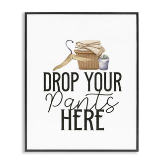 Stupell Industries Drop Your Pants Here Minimal Giclée-Kunst, gerahmt, Design von Kim Allen, 35,6 x 28,9 cm, Weiß