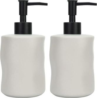 Jean & Len Seifenspender aus Steingut, Matte Optik und weiche Haptik, gro&szlig;e F&uuml;llmenge von 400 ml, ideal f&uuml;r Fl&uuml;ssigseife in Bad und K&uuml;che, minimalistisches Desig