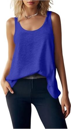 Generic Debardeur Femme Chic et &eacute;l&eacute;gant Chemisier sans Manche D&eacute;bardeur Blanc Court Crop Top Ete Haut Chic et Elegant Fluide Ample Caraco Vetement Femme Tee S