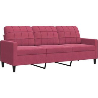 vidaXL 3-Sitzer-Sofa Weinrot 180 cm Samt - Vidaxl