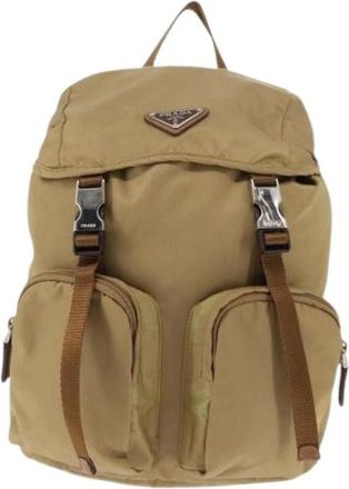 Prada unisex, Pre-owned, Beige, Taille: ONE Size Sac à dos vintage en nylon Pre-owned