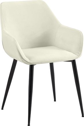 Clp Esszimmerstuhl gepolstert mit Lehne Luena, Küchenstuhl mit Samt oder Stoff, Sessel mit Metallgestell schwarz bis 150 kg belastbar, Farbe:Creme, Materi