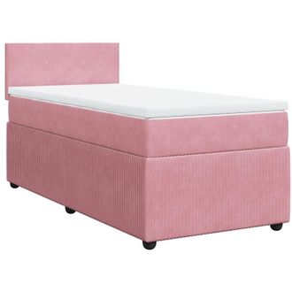 vidaXL Boxspringbett mit Matratze Rosa 100x200 cm Samt Vidaxl