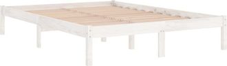 Generic TREISL Erwachsene Bettrahmen Weiß 205,5x185,5x31 cm Kiefer Massivholz Schlafzimmer Bettrahmen Robuste Konstruktion für Doppelbetten | 180x200 cm Geeig