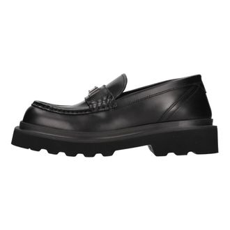 Dolce & Gabbana Logo Plaque Brushed Leather Loafers - - Shoes - Damen - Schwarzk - 37 EU
