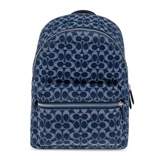 Coach Homme, Sacs, Bleu, Taille: ONE Size Sac à dos en denim avec monogramme