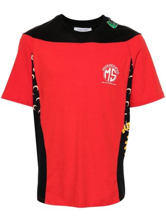 Marine Serre t-shirt Regenerated &agrave; empi&egrave;cements - Rouge