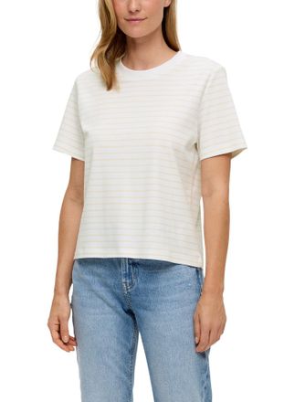 s.Oliver Gestreiftes T-Shirt aus Baumwolle mit Rippblende