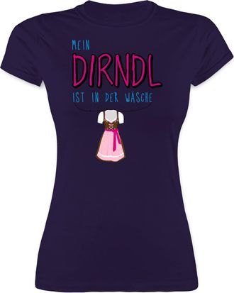 Shirtracer Shirt Damen - Kompatibel mit Oktoberfest - Mein Dirndl ist in der W&auml;sche - M - Lila - trachtenoberteile trachtenshirt bayrische dirnl Tshirt trachtens